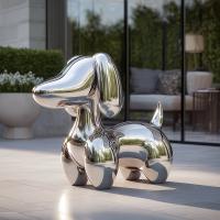 China Custom 316L Stainless Steel Cartoon Dog Sculpture 60cm for Home Office Decor for sale