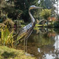 China Mirror Polished Stainless Steel Crane Sculpture 130cm H for Garden Decor for sale