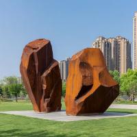 China Corten Steel Garden Sculpture 300CM H Rust Metal Yard Art Statue Outdoor Decor for sale