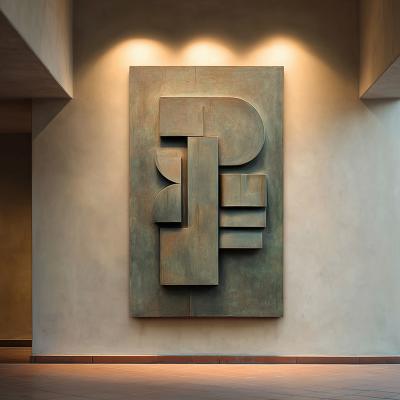 China Patina Outdoor Wall Sculpture Decorative Metal Art 170CM H Bronze for Garden Patio for sale