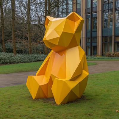 China Geometric Cartoon Bear Outdoor Metal Sculpture 300CM H Stainless Steel Garden Art for sale
