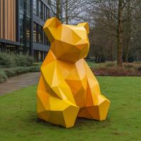 China Geometric Cartoon Bear Outdoor Metal Sculpture 300CM H Stainless Steel Garden Art for sale