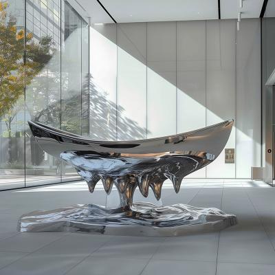China Abstract Stainless Steel Sculpture 210CM Mirror Polished Modern Art Decor for Hotel Lobby for sale
