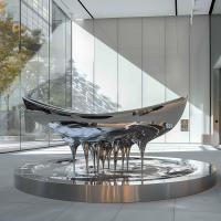 China Abstract Stainless Steel Sculpture 210CM Mirror Polished Modern Art Decor for Hotel Lobby for sale
