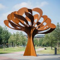 China Corten Steel Tree Sculpture 300cm H Outdoor Weathering Metal Yard Art for sale