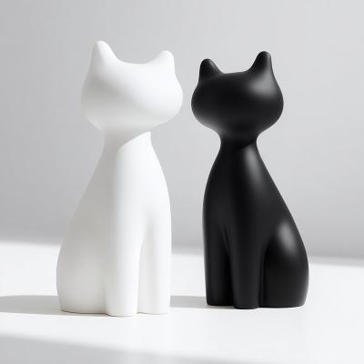 China Cute White and Black Resin Art Sculpture 30CM Modern Decorative for Home Office Decor for sale