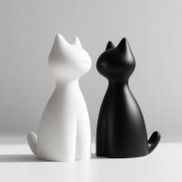 China Cute White and Black Resin Art Sculpture 30CM Modern Decorative for Home Office Decor for sale