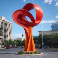 China Large Metal Outdoor Abstract Sculpture 500CM H Stainless Steel Modern Art for City Garden Decor for sale