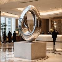 China 316L Stainless Steel Abstract Sculpture 230CM Modern Art Statue for Hotel Decor for sale