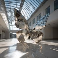 China Large Stainless Steel Butterfly Garden Sculpture 280CM H Modern Outdoor Art for sale