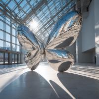 China Large Stainless Steel Butterfly Garden Sculpture 280CM H Modern Outdoor Art for sale