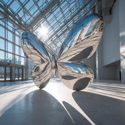 China Large Stainless Steel Butterfly Garden Sculpture 280CM H Modern Outdoor Art for sale