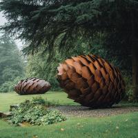China Corten Steel Pinecone Sculpture 150CM Natural Rust Finish Outdoor Garden Art for sale