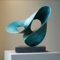 China Patina Brass Abstract Sculpture 35cm H Modern Decorative Art for Home Office Hotel Gallery for sale