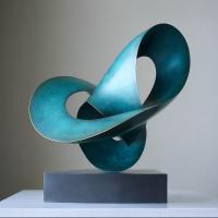 China Patina Brass Abstract Sculpture 35cm H Modern Decorative Art for Home Office Hotel Gallery for sale