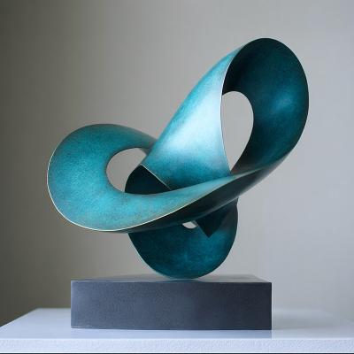 China Patina Brass Abstract Sculpture 35cm H Modern Decorative Art for Home Office Hotel Gallery for sale