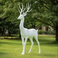 China Large White Deer Outdoor Sculpture 160CM H Stainless Steel Modern Garden Decor for sale