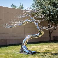 China Stainless Steel Tree Public Art Sculpture 240CM H Outdoor Garden Plaza Decor for sale