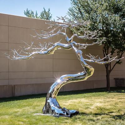 China Stainless Steel Tree Public Art Sculpture 240CM H Outdoor Garden Plaza Decor for sale