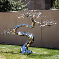 China Stainless Steel Tree Public Art Sculpture 240CM H Outdoor Garden Plaza Decor for sale