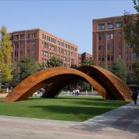 China Rust Abstract Steel Sculpture Unique Artistic Decor for School, Campus for sale