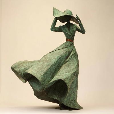 China Elegant Woman Patina Figure Statue 45CM H Bronze Artistic Decor for Hotel Office for sale