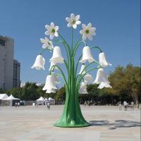 China White Flowers Outdoor Sculpture 300CM H Stainless Steel Garden Decor for Park Landscape for sale