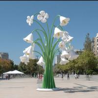 China White Flowers Outdoor Sculpture 300CM H Stainless Steel Garden Decor for Park Landscape for sale