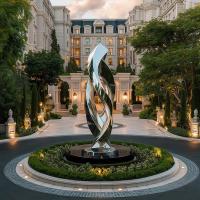 China Large Mirror Polished Stainless Steel Sculpture 280CM H Contemporary Metal Art for Hotel Entrance for sale