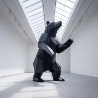 China Modern Black Polygonal Bear Sculpture 350CM H Stainless Steel Public Art for Plaza Park Decor for sale