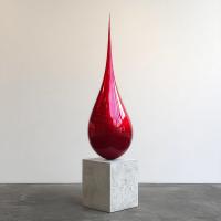 China Glossy Red Painted Tear Metal Sculpture 80cm Stainless Steel Artistic Decor for sale