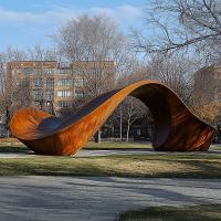 China Modern Abstract Corten Steel Sculpture 550CM H Artistic Outdoor Decor for Park Plaza for sale