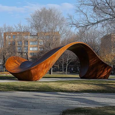 China Modern Abstract Corten Steel Sculpture 550CM H Artistic Outdoor Decor for Park Plaza for sale
