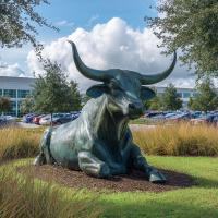 China Large Patina Bronze Water Buffalo Sculpture 160CM L Outdoor Animal Art Display for sale