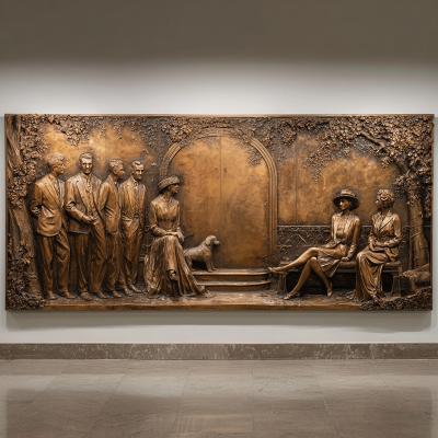 China Custom Bronze Wall Art Relief Vintage Elegant Decor 260CM D for Lobby Hallway for sale