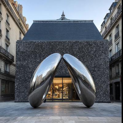 China Mirror Reflective Stainless Steel Abstract Sculpture 500CM H for Mall Art Installation for sale