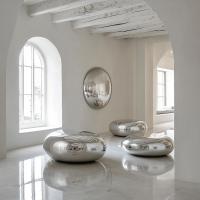 China Stainless Steel Seating Sculpture 130CM Modern Functional Art Installation 316L for sale