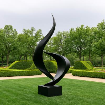 China Black Flowing Outdoor Metal Sculpture 180cm H 304 Stainless Steel Contemporary Decor for sale