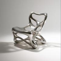 China Chrome Stainless Steel Armchair Sculpture 100CM H Polished Artistic Decor for Lobby for sale