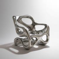 China Chrome Stainless Steel Armchair Sculpture 100CM H Polished Artistic Decor for Lobby for sale