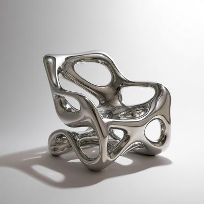China Chrome Stainless Steel Armchair Sculpture 100CM H Polished Artistic Decor for Lobby for sale