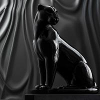 China Glossy Black Panther Metal Sculpture 90cm H Stainless Steel Outdoor Art Decor for sale