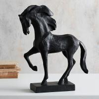 China Handcrafted Bronze Black Horse Sculpture Artistic Table Decor 30cm for Luxury Spaces for sale