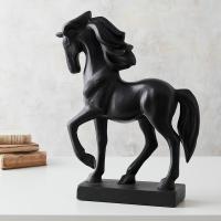 China Handcrafted Bronze Black Horse Sculpture Artistic Table Decor 30cm for Luxury Spaces for sale