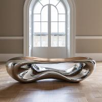 China Mirror Polished Stainless Steel Abstract Table Sculpture for Modern Decor for sale