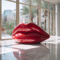 China Glossy Red Lip FRP Sculpture Contemporary Pop Art 160cm for Interior Decoration for sale