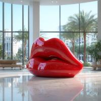 China Glossy Red Lip FRP Sculpture Contemporary Pop Art 160cm for Interior Decoration for sale