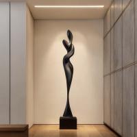 China Black Abstract Metal Sculpture 180CM H 304 Stainless Steel for Hotel Lobby Decor for sale