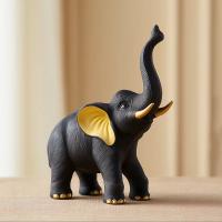 China Black Elephant Resin Sculpture Modern Desk and Tabletop Decor Art for sale