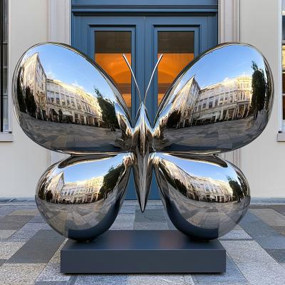 China Shiny Metallic Butterfly Sculpture Stainless Steel Art for Outdoor Display for sale